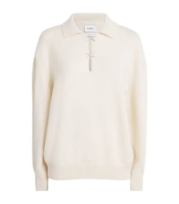BARRIE Cashmere Sparkling-bow Polo Sweater
