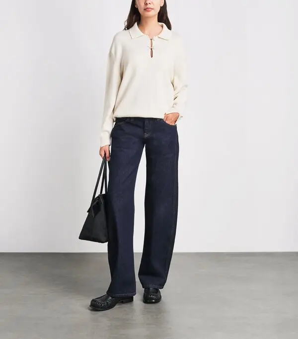BARRIE Cashmere Sparkling-bow Polo Sweater