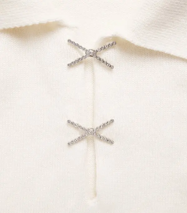 BARRIE Cashmere Sparkling-bow Polo Sweater