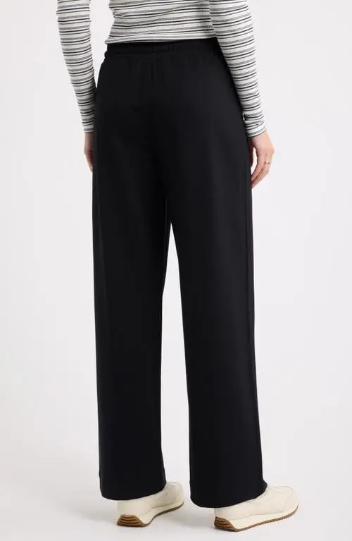 Caslon Pintuck Pull On Ponte Wide Leg Pants - Black