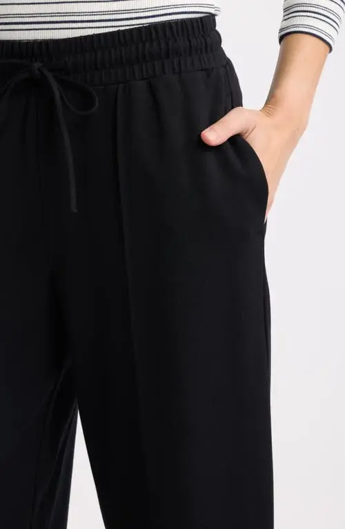 Caslon Pintuck Pull On Ponte Wide Leg Pants - Black