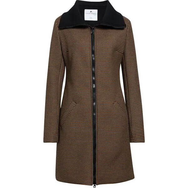 COURREGES High Collar Houndstooth Coat