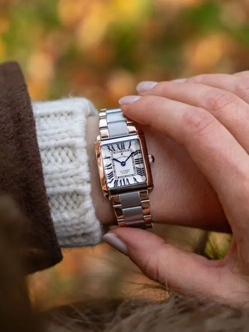 JACQUES DU MANOIR Emily22mm, Dial, Two-tone Rose & Silver Rectangular Ladies Watch