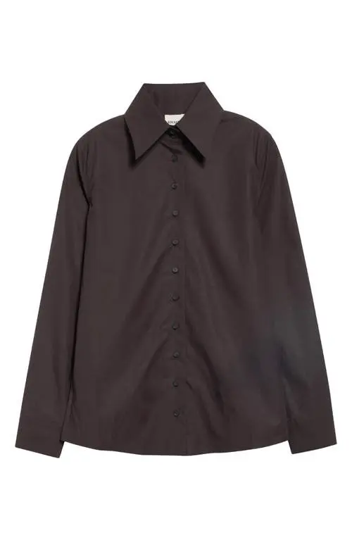 Khaite Ivy Pointed Collar Cotton Shirt - Bark
