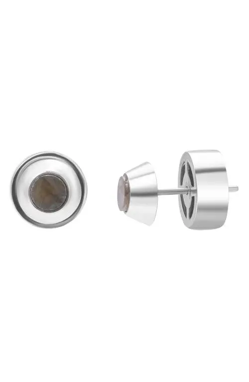 EDDIEBORGO Inlaid Apex Stud Earrings - Silver/labradorite
