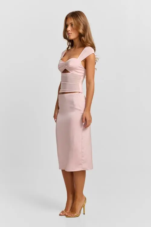 SASHA THERESE Anastasia Satin Midi Skirt
