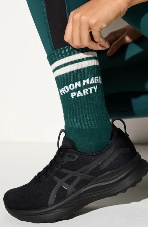 Spiritual Gangster Moon Party Crew Socks - Evergreen