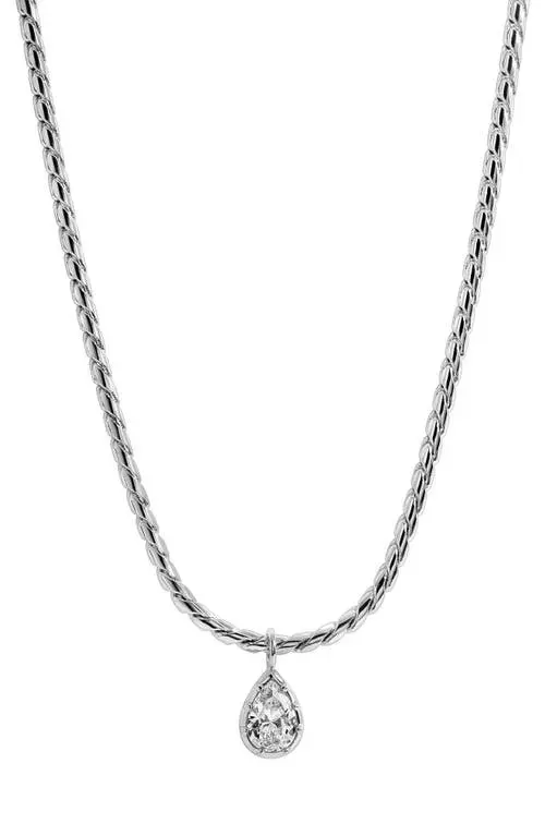 Lili Claspe Bruna Cleo Pear Cubic Zirconia Pendant Necklace - Silver