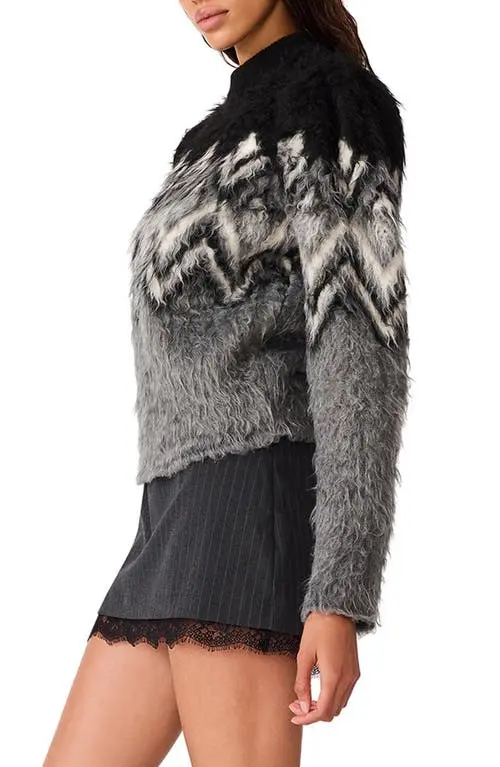 Steve Madden Mora Chevron Fuzzy Sweater
