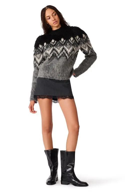 Steve Madden Mora Chevron Fuzzy Sweater