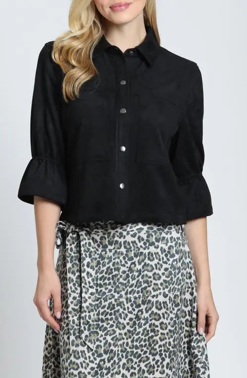 APNY Faux Suede Snap Front Jacket