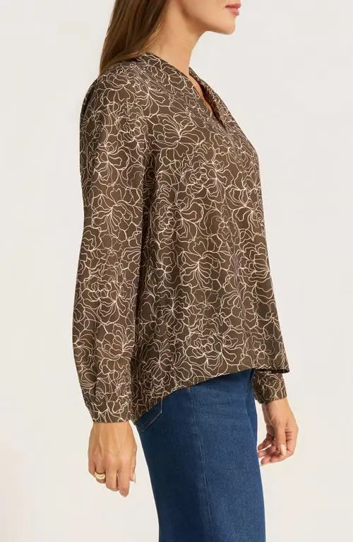 Matty M. Kensal Floral Print V-neck Long Sleeve Top