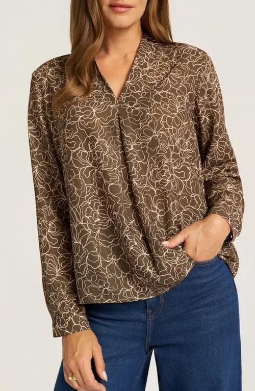 Matty M. Kensal Floral Print V-neck Long Sleeve Top
