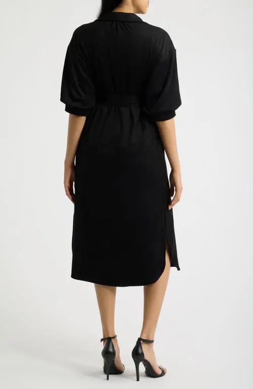 APNY Puff Sleeve Belted Shirtdress