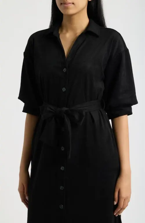 APNY Puff Sleeve Belted Shirtdress