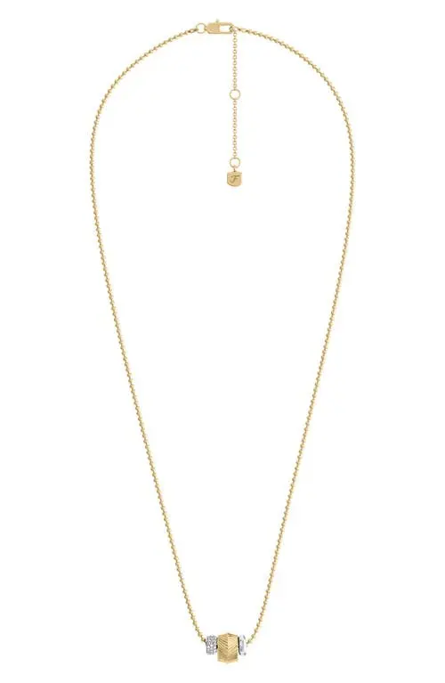 Fossil Harlow Two Tone Cubic Zirconia Station Necklace