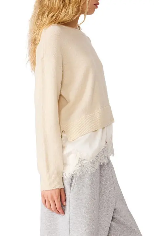 Steve Madden Aries Lace Hem Sweater - Cream