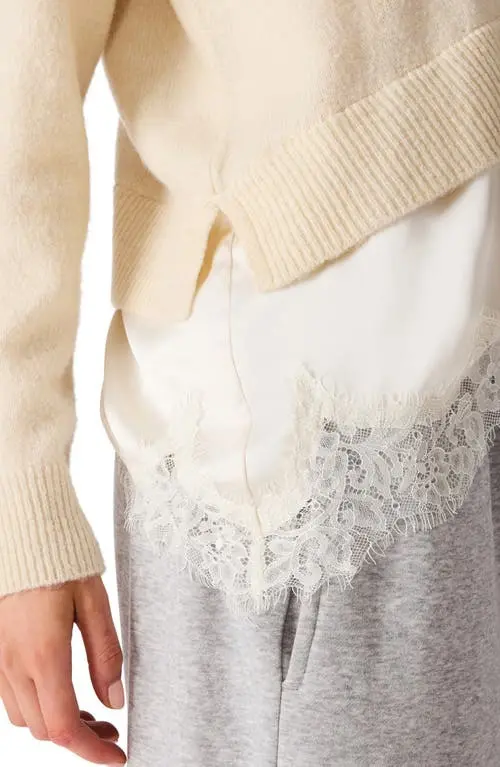 Steve Madden Aries Lace Hem Sweater - Cream