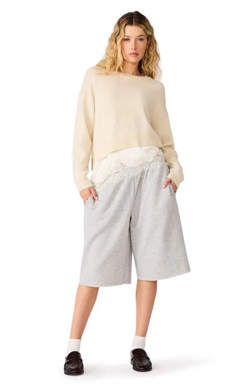 Steve Madden Aries Lace Hem Sweater - Cream