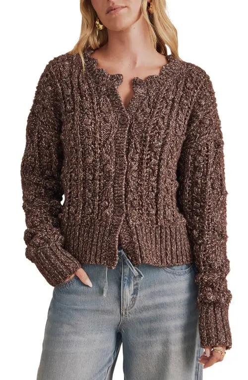 Splendid Hartford Pompom Cotton Blend Cardigan - Java Brown