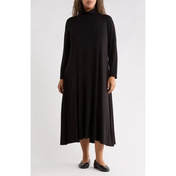 Eileen Fisher Turtleneck Long Sleeve Maxi Dress