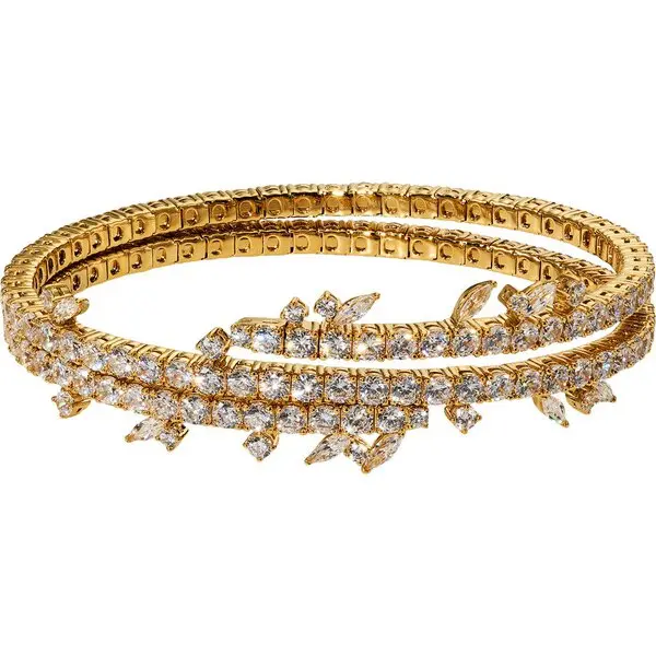 Nadri Cannes Cubic Zirconia Triple Wrap Bracelet - Gold