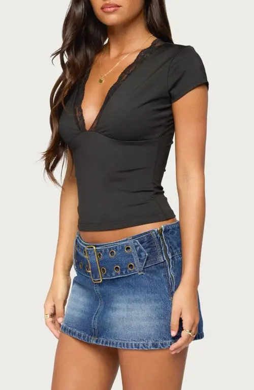 EDIKTED Hanni Lace Trim V-neck Top