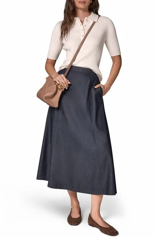 Donna Karan New York A-line Chambray Skirt