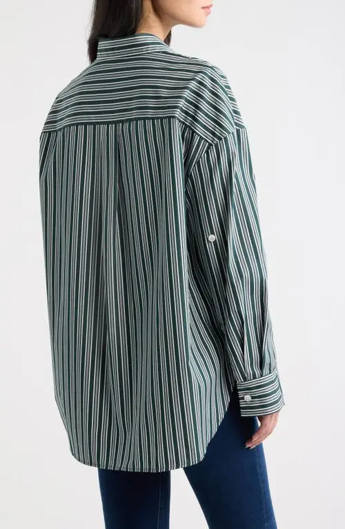 CISSA Oversized Striped Cotton Button Shirt
