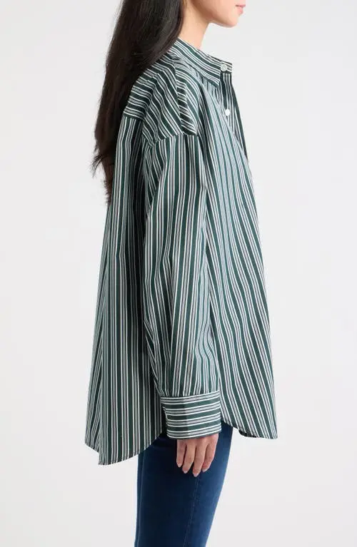 CISSA Oversized Striped Cotton Button Shirt