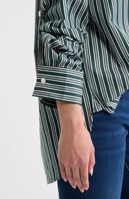 CISSA Oversized Striped Cotton Button Shirt