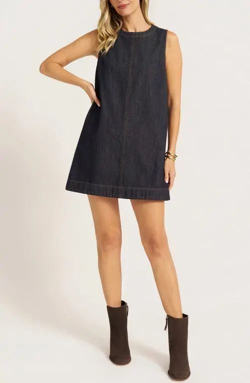 Matty M. Ashton Faux Suede Shift Minidress - Denim