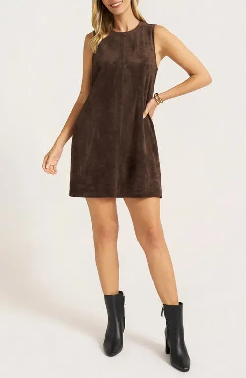 Matty M. Ashton Faux Suede Shift Minidress - Espresso