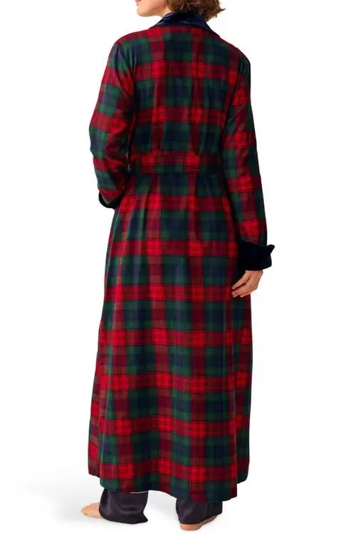 PETITE PLUME Velvet Trim Brushed Cotton Twill Robe