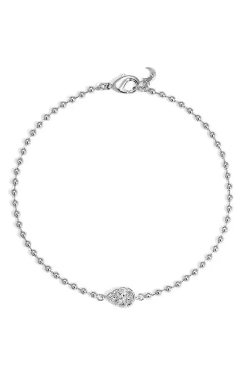 Lili Claspe Mini Cleo Pear Cubic Zirconia Ball Chain Bracelet - Silver