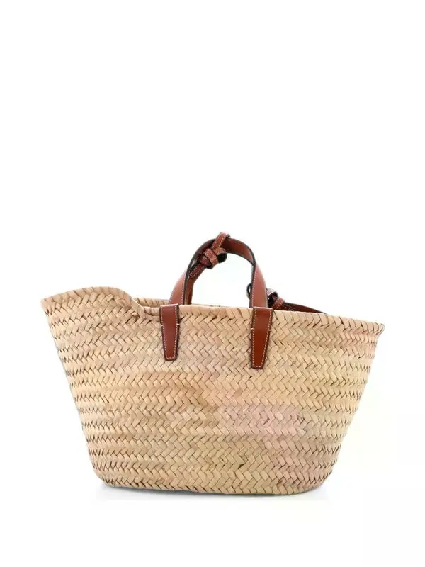 Celine Triomphe Basket Shoulder Bag Raffia With Leather Medium Tote Bag