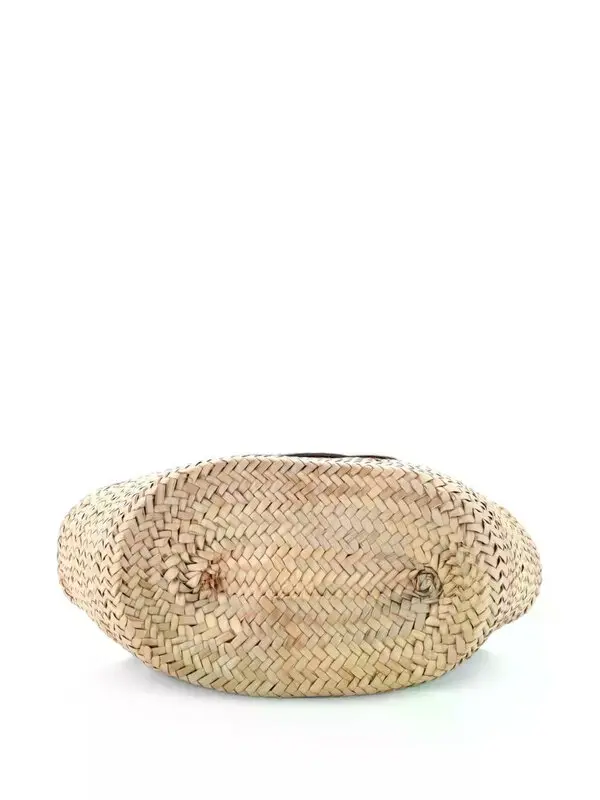 Celine Triomphe Basket Shoulder Bag Raffia With Leather Medium Tote Bag