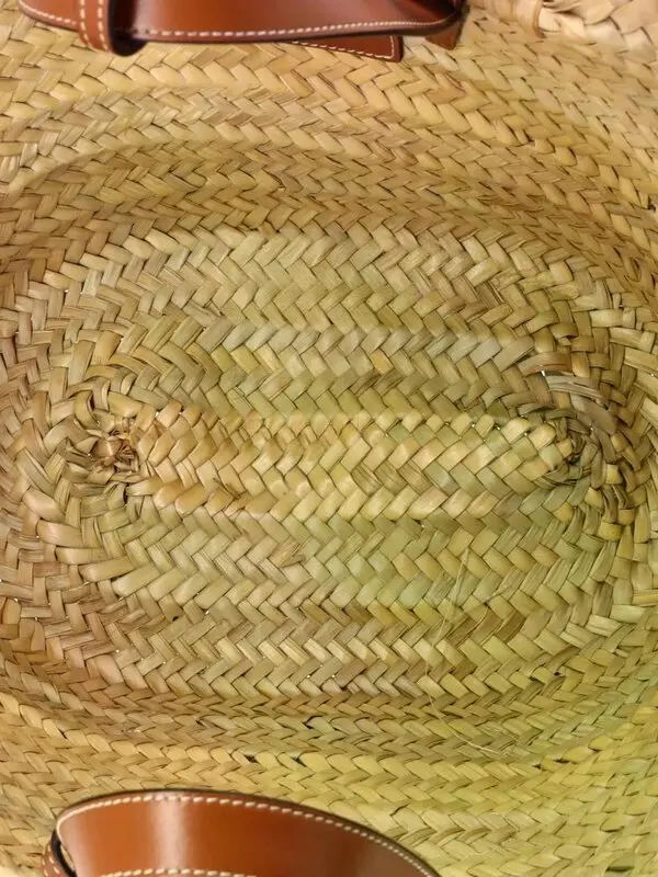 Celine Triomphe Basket Shoulder Bag Raffia With Leather Medium Tote Bag