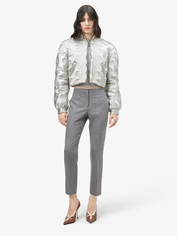 Alexander McQueen Rose Quilted Cropped Bomber Jacket