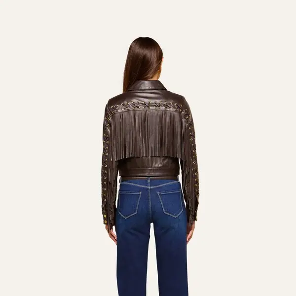 L'Agence Luci Fringed Leather Jacket