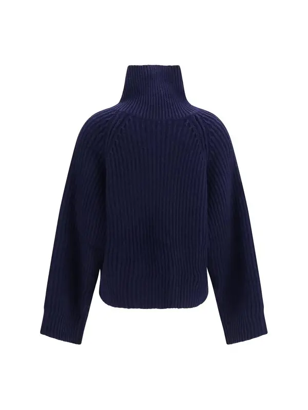 GANNI Wool Zip-neck Sweater - Blue