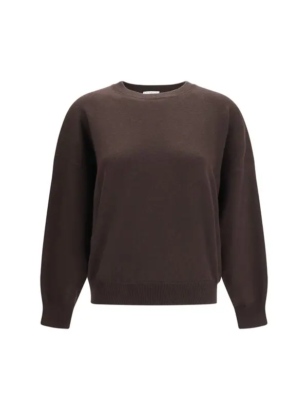 Brunello Cucinelli Cashmere Sweater With Monili Chain - Brown