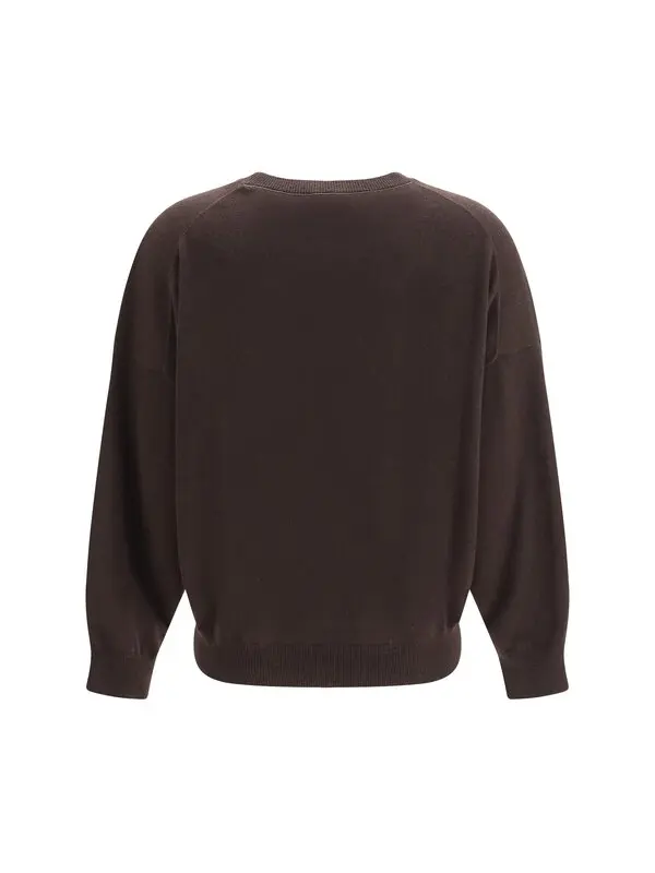Brunello Cucinelli Cashmere Sweater With Monili Chain - Brown