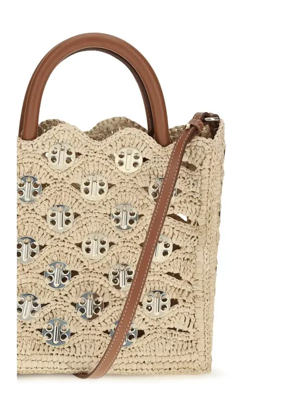 Rabanne 1969 Disc Raffia Top-handle Bag