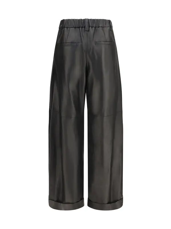 Brunello Cucinelli Baggy Nappa Leather Pants