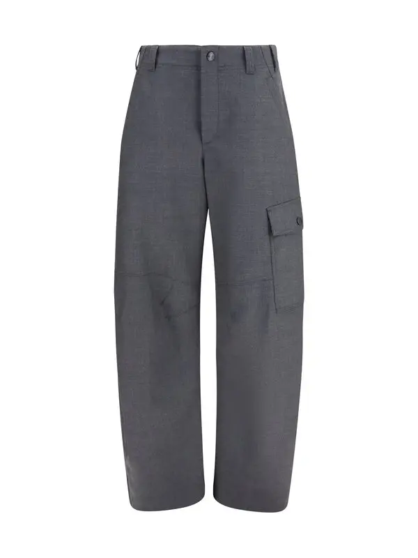 Brunello Cucinelli Barrel Cargo Pants In Virgin Wool Twill With Monile