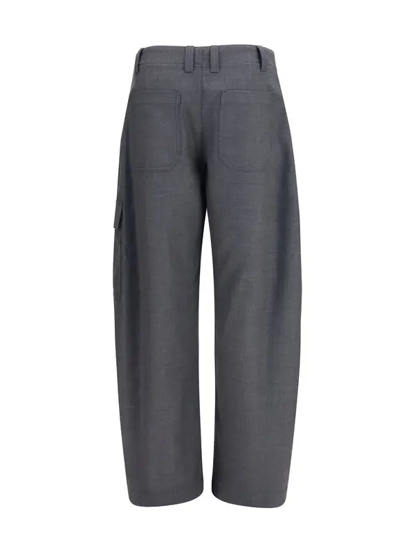 Brunello Cucinelli Barrel Cargo Pants In Virgin Wool Twill With Monile