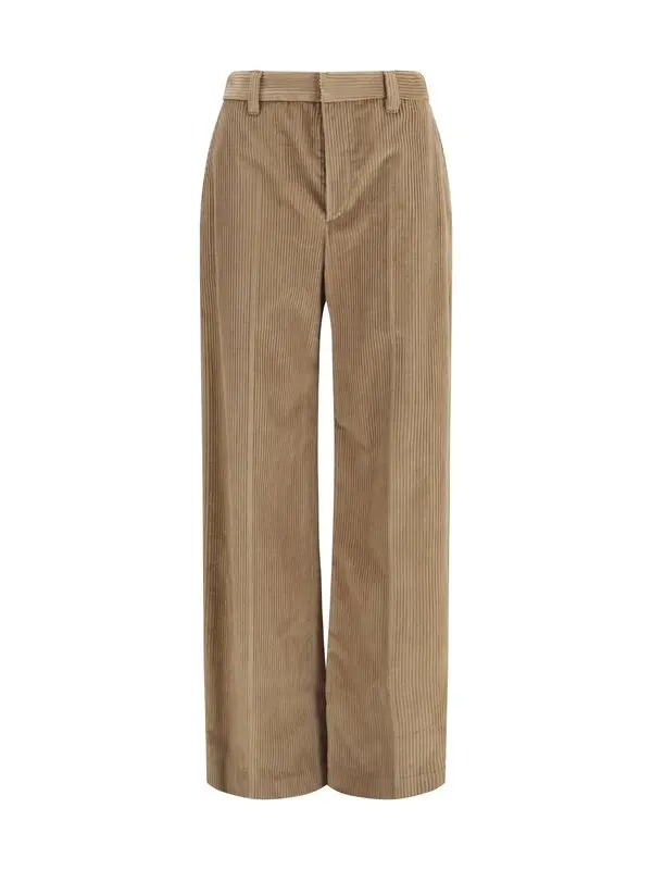 Brunello Cucinelli Cotton Velvet Pants - Brown