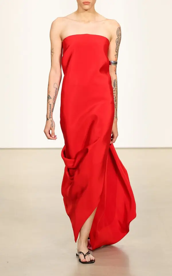 Prabal Gurung Four-ply Silk Crepe Hand-draped Back-knotted Sari Dress
