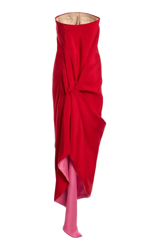 Prabal Gurung Four-ply Silk Crepe Hand-draped Back-knotted Sari Dress
